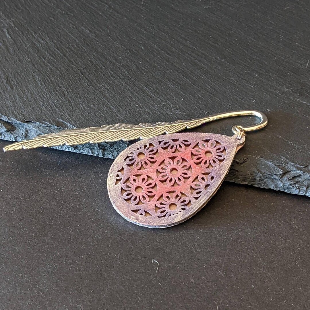 Floral Teardrop Bookmark | Handmade Metal Bookmark | Book Lover Gift ...