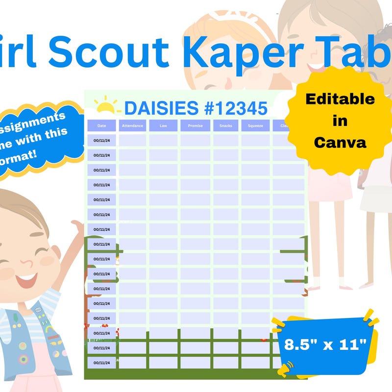 Girl Scout Brownie Kaper Chart - Etsy