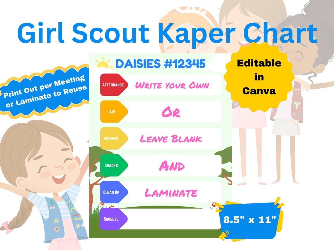 Girl Scouts Kaper Chart (8.5 in X 11 In) - Etsy