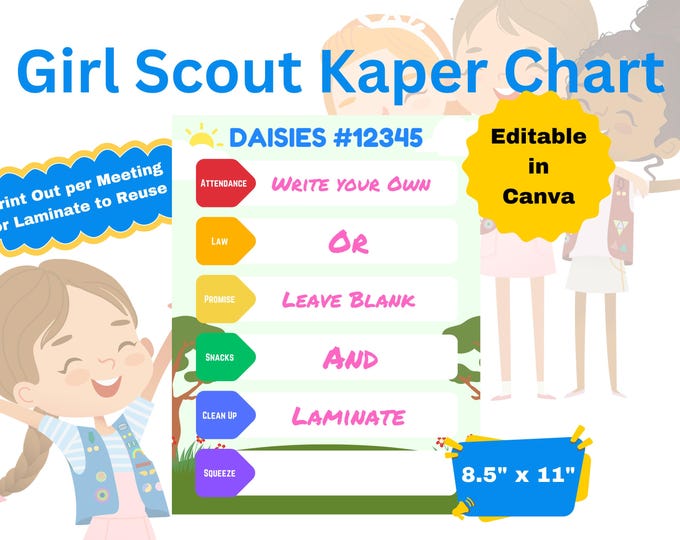 Girl Scout Kaper Chart Template - Etsy Canada