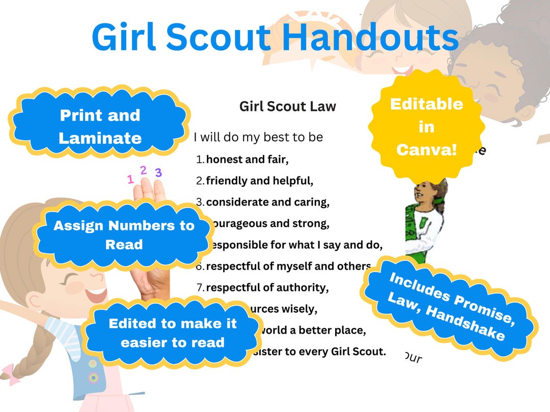 Girl Scout Traditions - Hand Sign, Promise, Law, and Handshake - Etsy