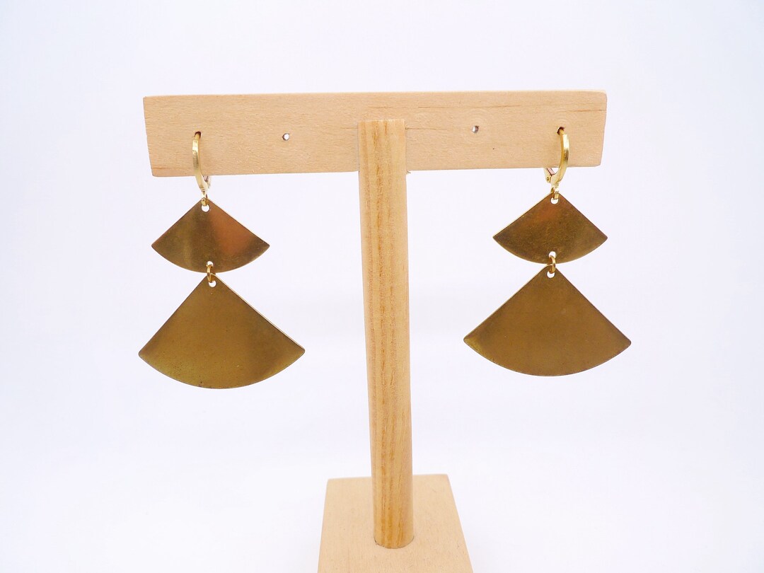 Raw Brass Earrings, Geometric Dangle Earrings, Simple Earrings, Moden ...