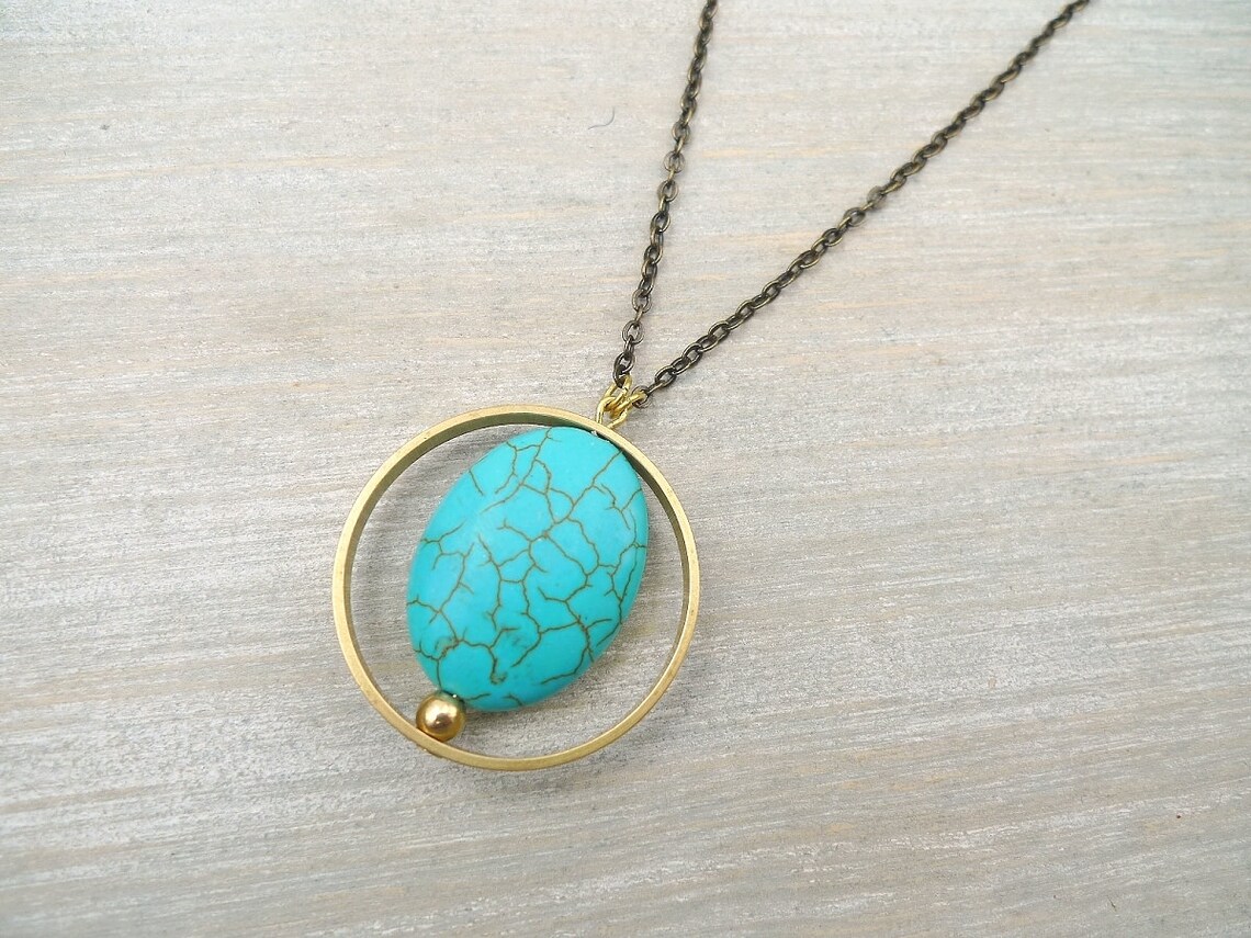 Long Necklace Long Turquoise Necklace Turquoise and Raw | Etsy
