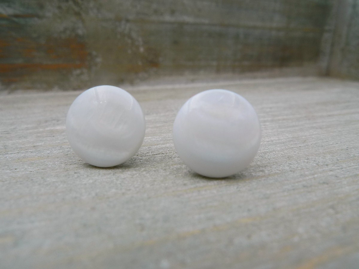 White Stud Earrings Stainless Steel Posts Geometric Studs - Etsy