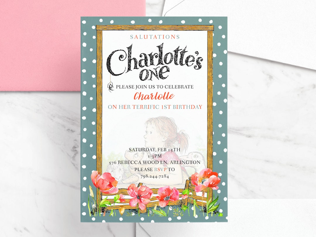 Charlotte's Web Birthday Invitation Digital Charlotte's Web Birthday ...