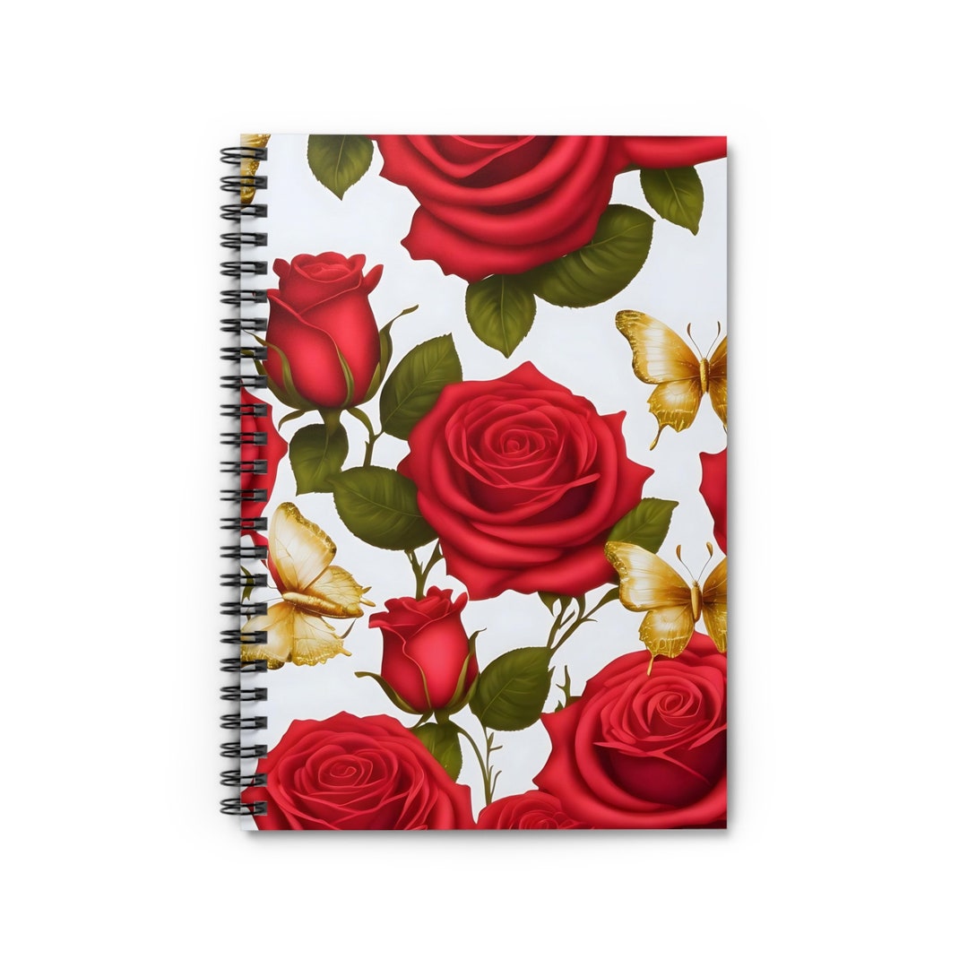 Roses Spiral Notebook, Red Roses Notebook, Roses Journal, Stationery ...