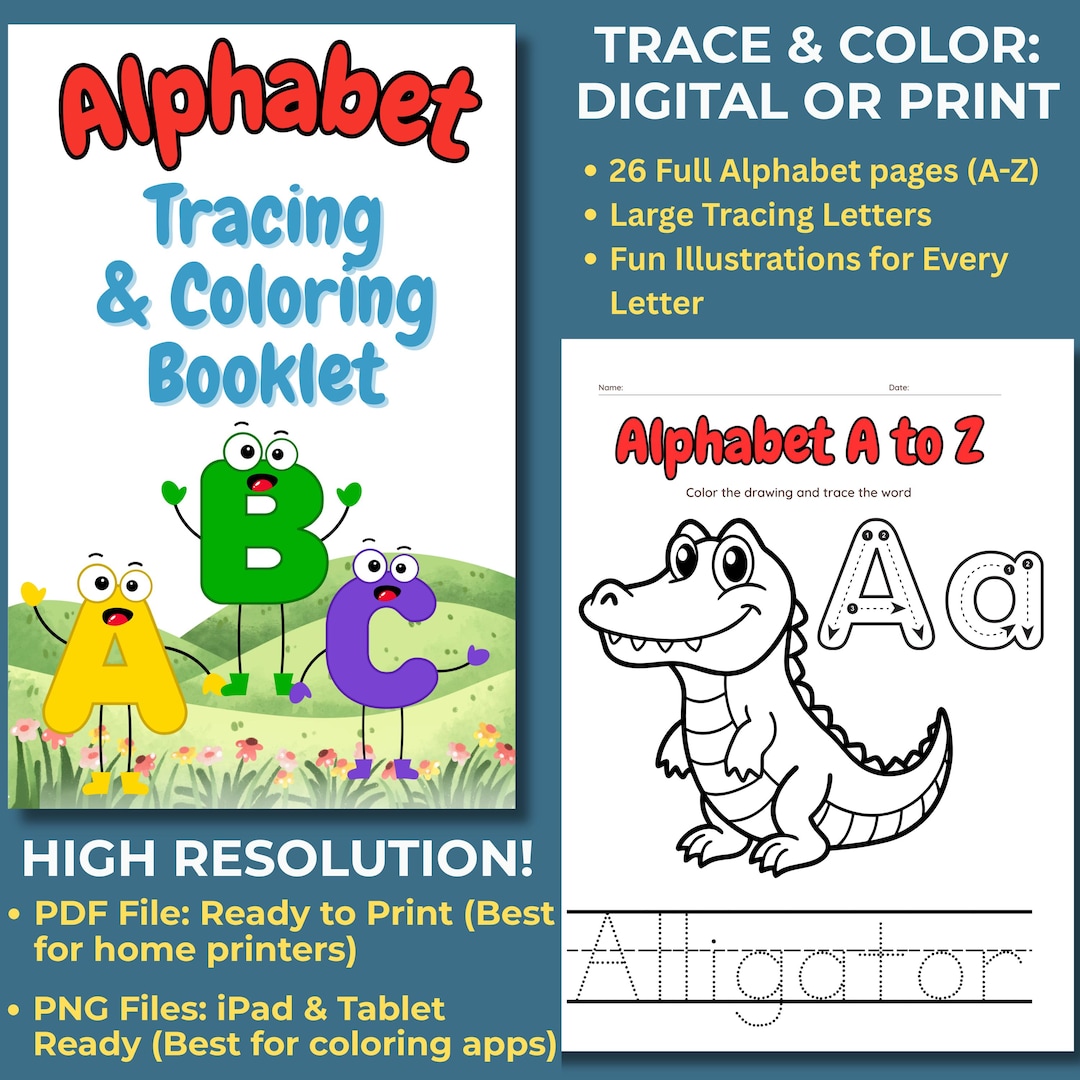 Alphabet Tracing Coloring Book, Preschool Kindergarten Handwriting ...