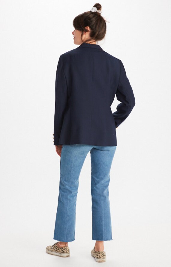Vintage 70s Navy Blue Blazer with Gold Buttons - Gem