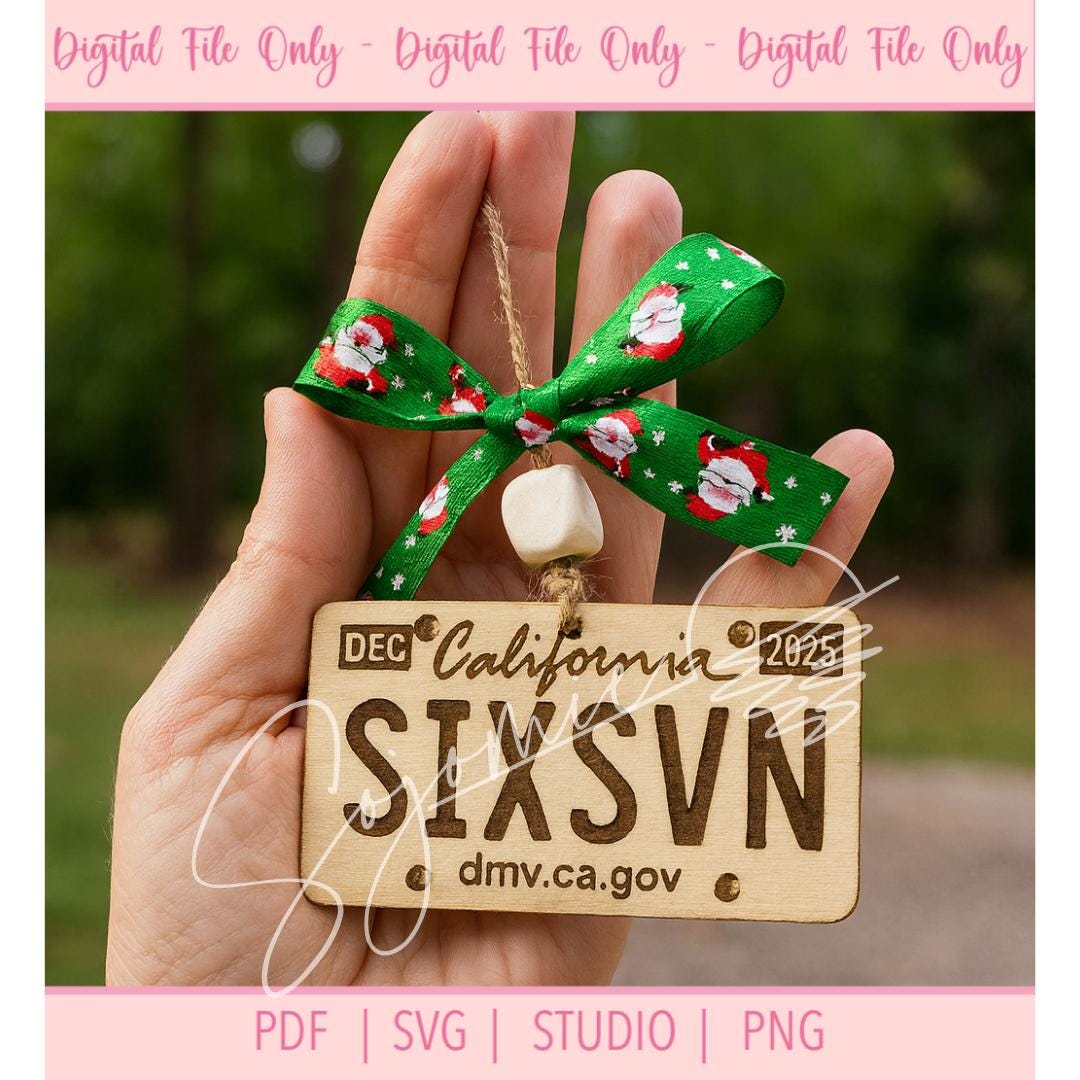 California License Plate Ornament SVG, Personalized Mini License Plate ...
