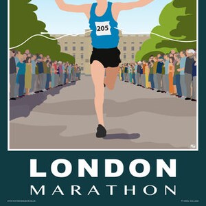 LONDON MARATHON. Male Runner. Art Print Travel/railway Poster. Portrait ...