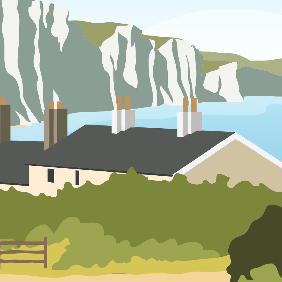 Seven Sisters. Art Print, Travel Poster of the Seven Sisters, Sussex ...