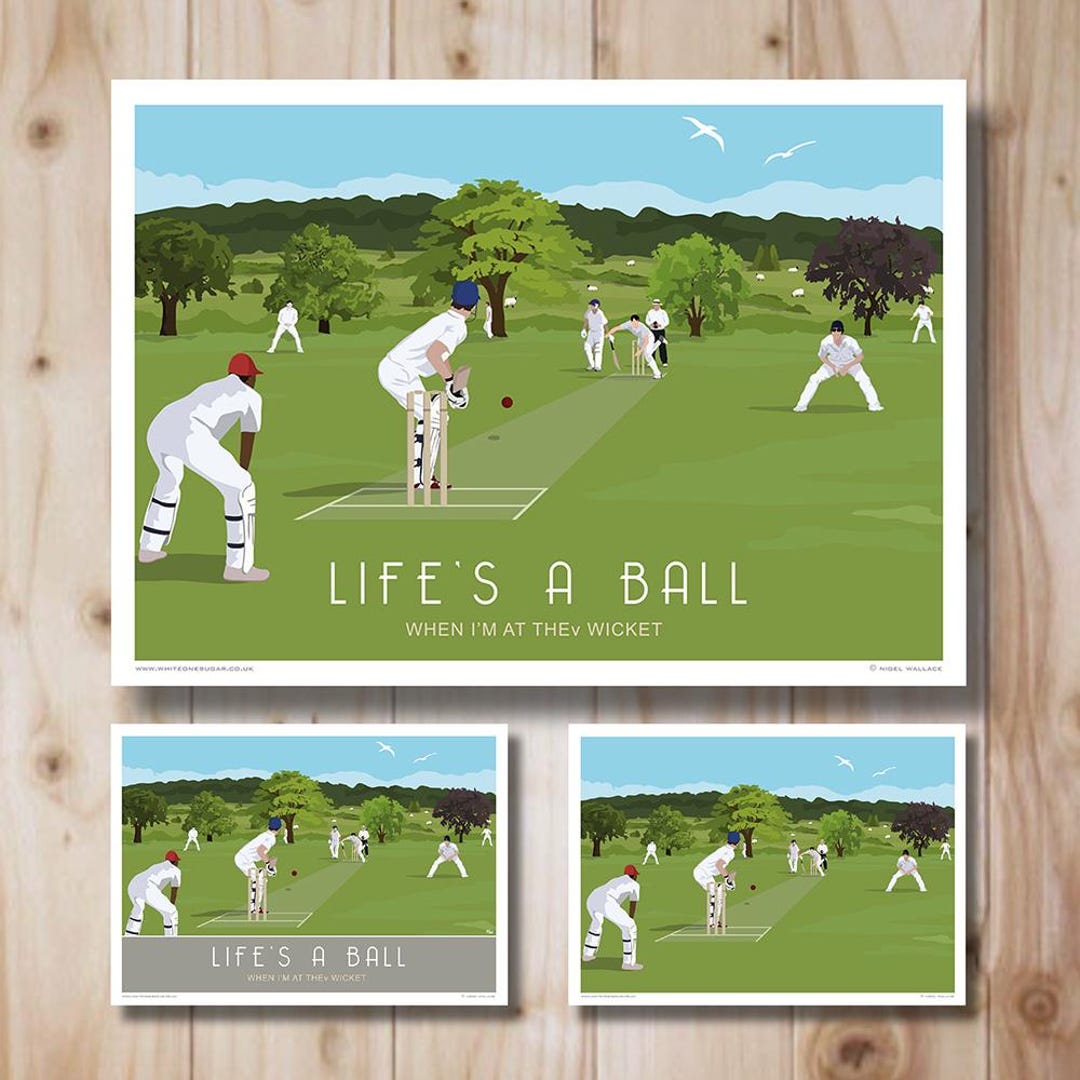 Village Cricket Poster. Cricket Gift Travel Poster. Art Print ...