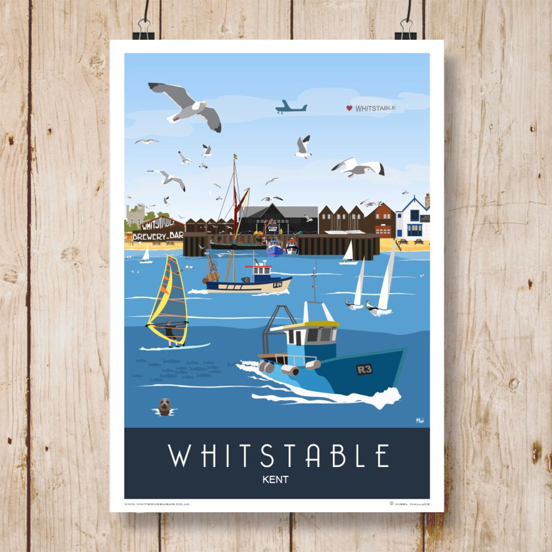 Travel Poster Whitstable Sea From Portrait, Kent. Image Sizes Available ...