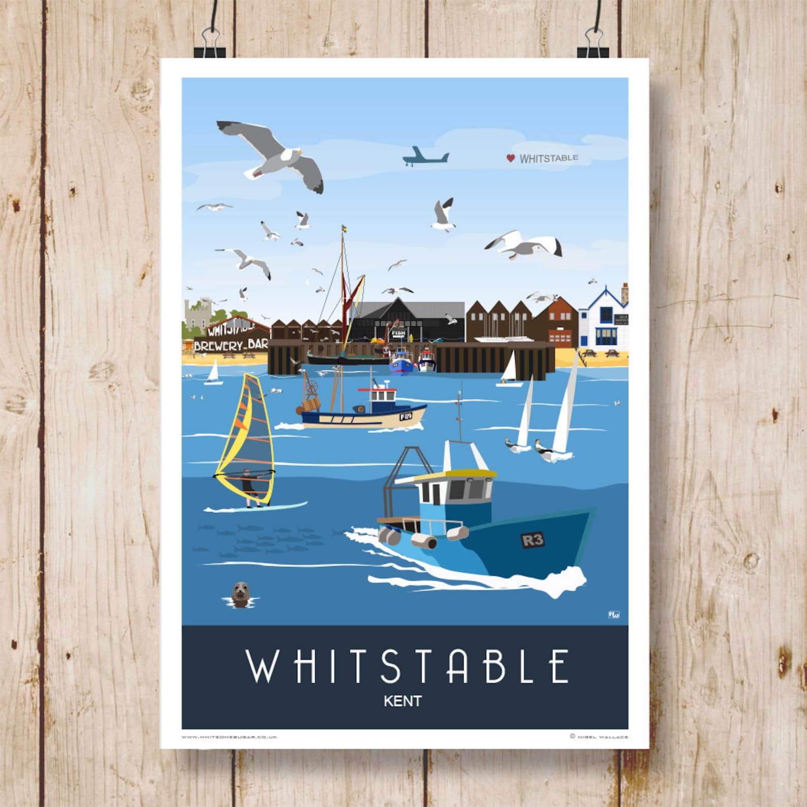 Travel Poster Whitstable Sea From Portrait, Kent. Image Sizes Available ...