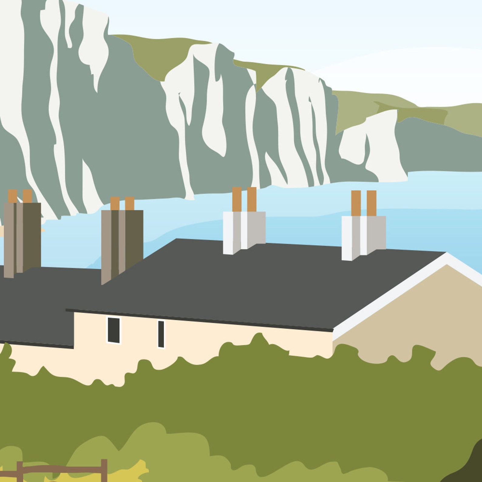 Seven Sisters. Art Print, Travel Poster of the Seven Sisters, Sussex ...