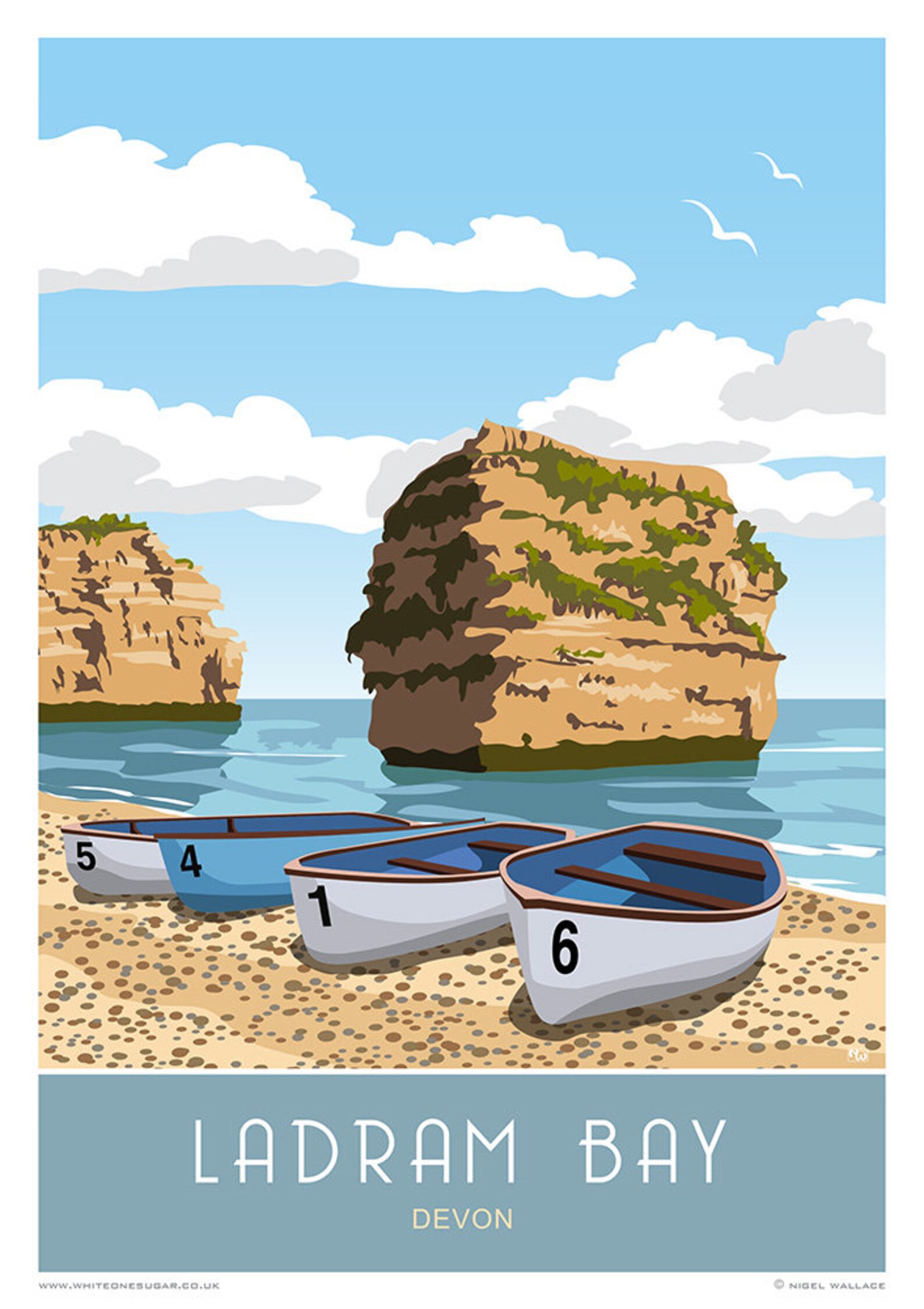 Ladram Bay Devon. Travel Poster Portrait and Landscape A4 - Etsy UK