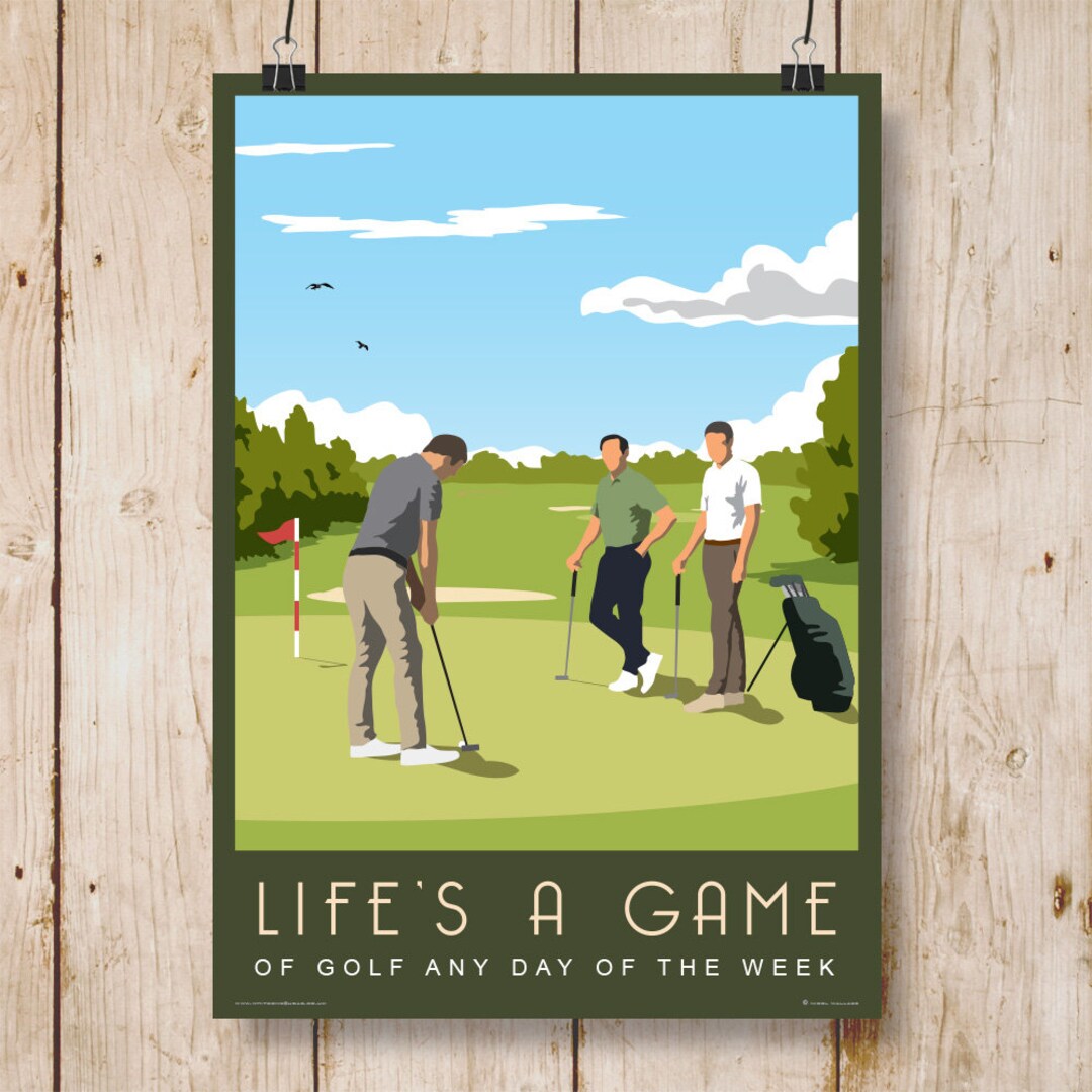 Golf Gift, Poster of 3 Golfers on the Green, A4 A3, A2 and A1 - Etsy UK