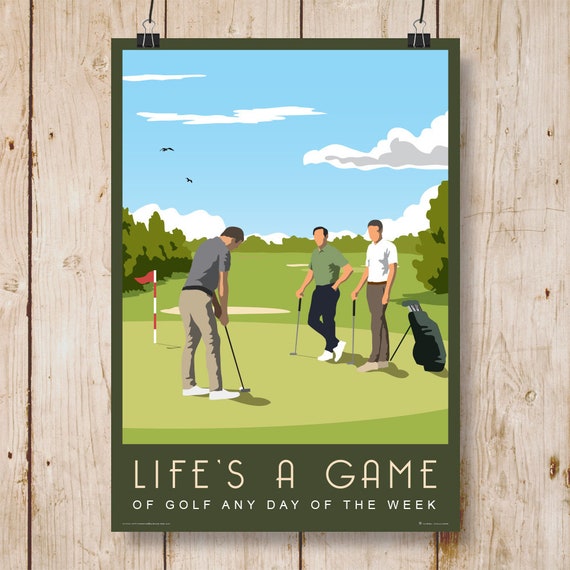 Golf Gift Poster of 3 Golfers on the Green A4 A3 A2 and A1 - Etsy UK