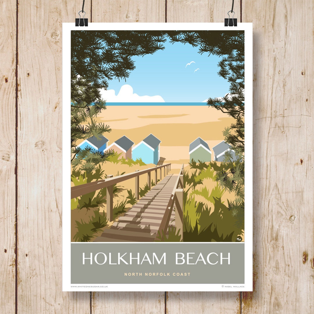 Holkham Beach, Norfolk. Steps to the Beach. Art Deco Style Design ...