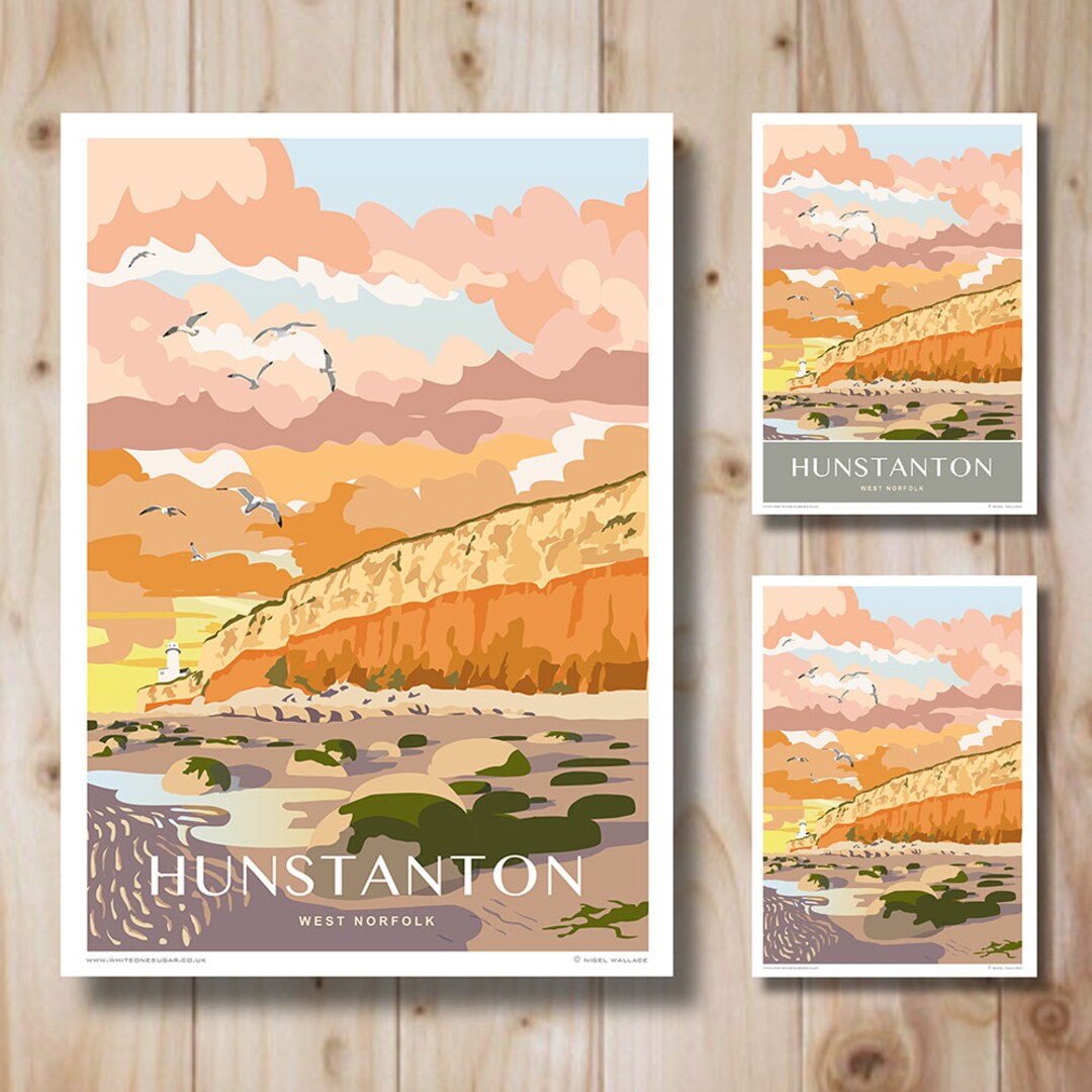 Hunstanton Cliffs Sunrise, Travel Poster, West Norfolk, Portrait, in ...