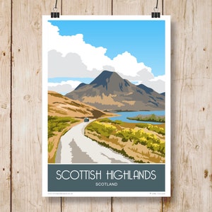 Scottish Highlands, Poster Print, Scotland Travel Poster. A4, A3, A2 ...