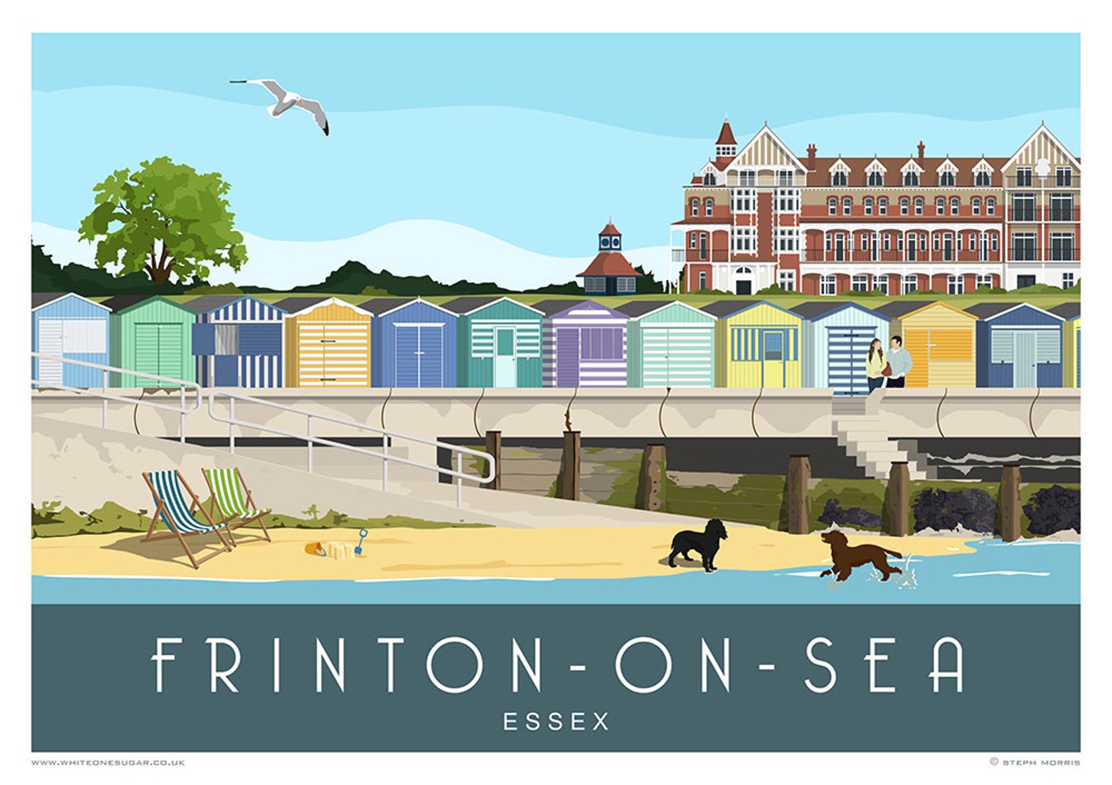 Frinton-on-sea, Essex. Travel Style Poster of the Beach Huts and the ...