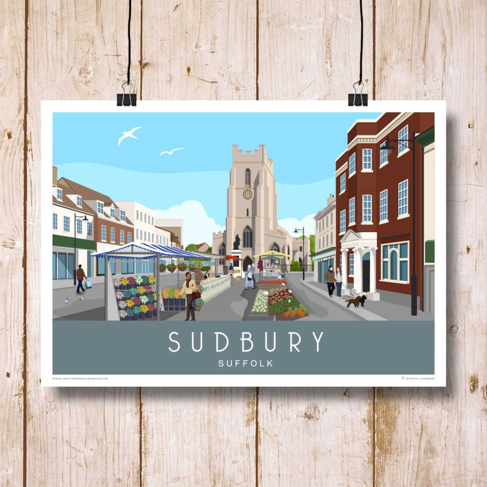 Sudbury Suffolk. Travel style poster of this English Market | Etsy