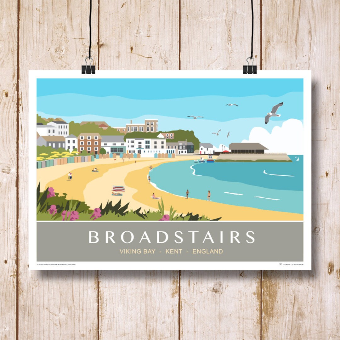Broadstairs Viking Bay. Travel Poster, Landscape A4, A3, A2, A1 ...