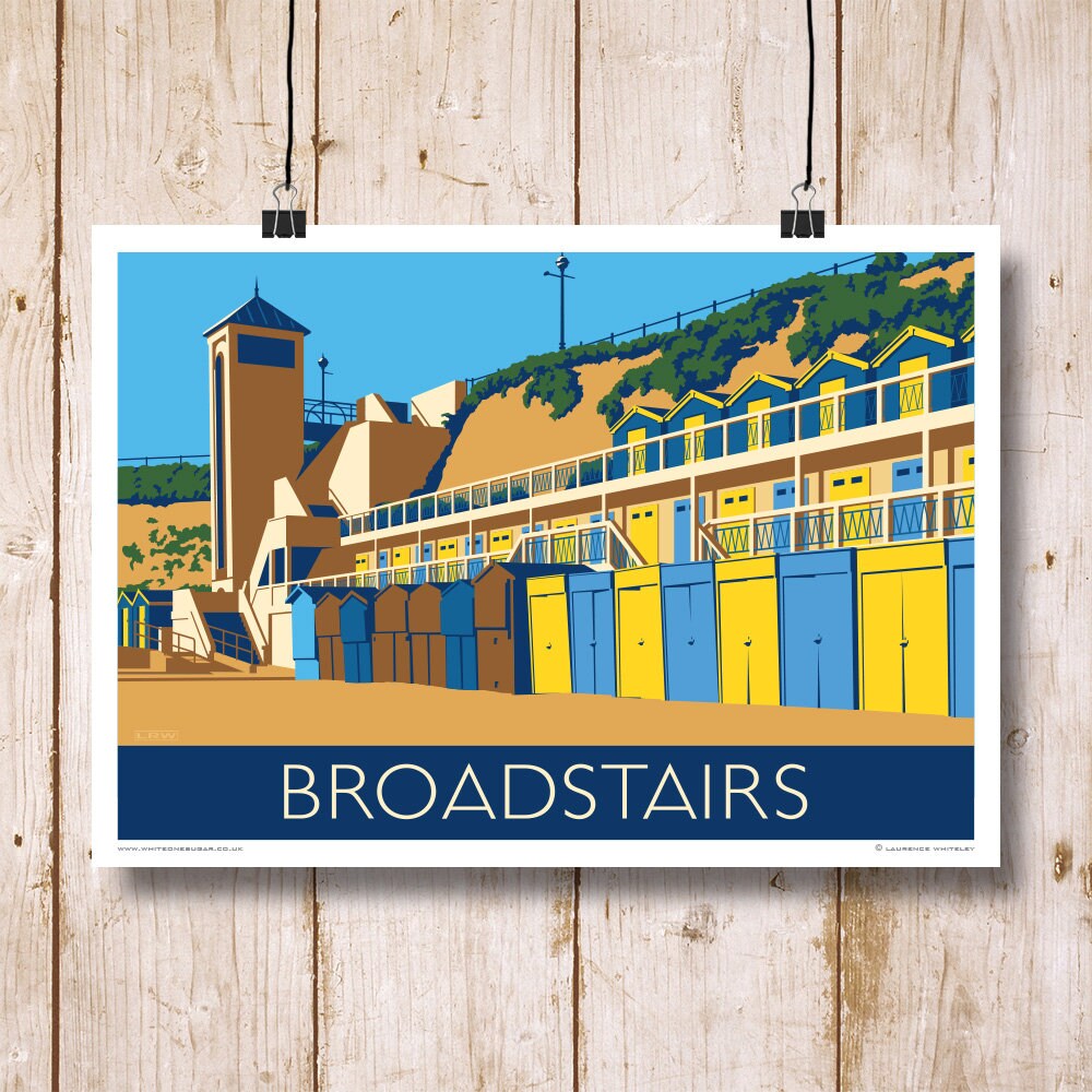 BROADSTAIRS HUTS. Art Print Travel Poster of Broadstairs Beach | Etsy UK
