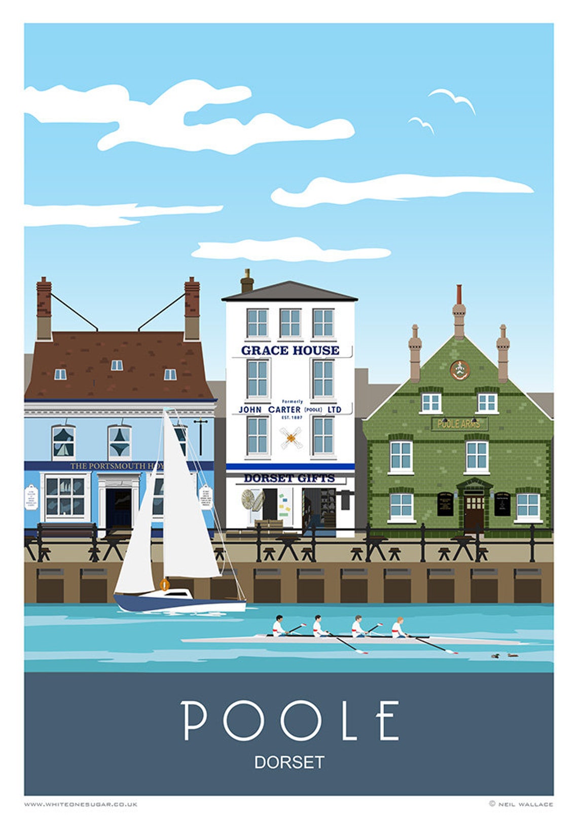 Poole Quay, Poster Print, Harbour. Dorset. A4, A3, A2, A1. Travel ...
