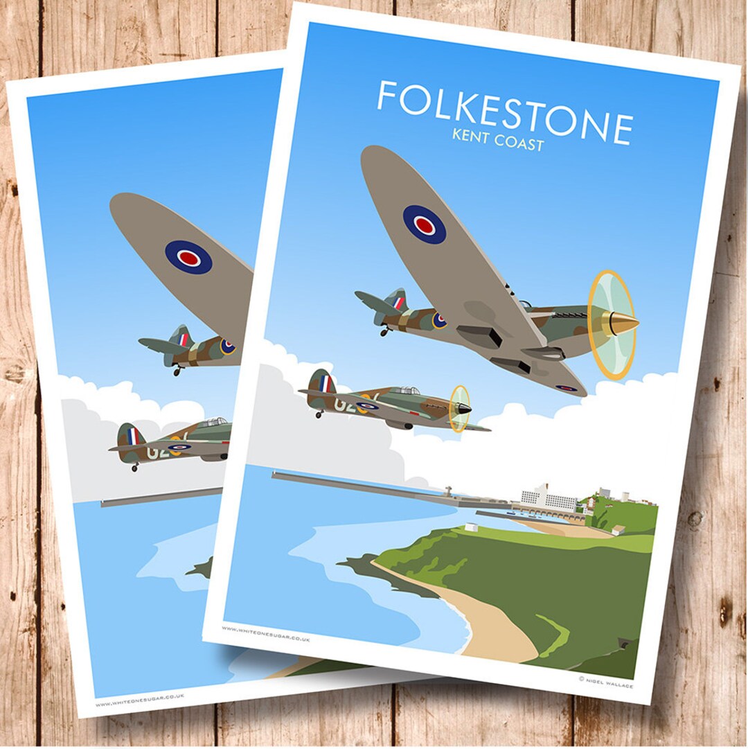 Folkestone, Spitfire, Hurricane, Battle of Britain, Kent. Art Deco ...
