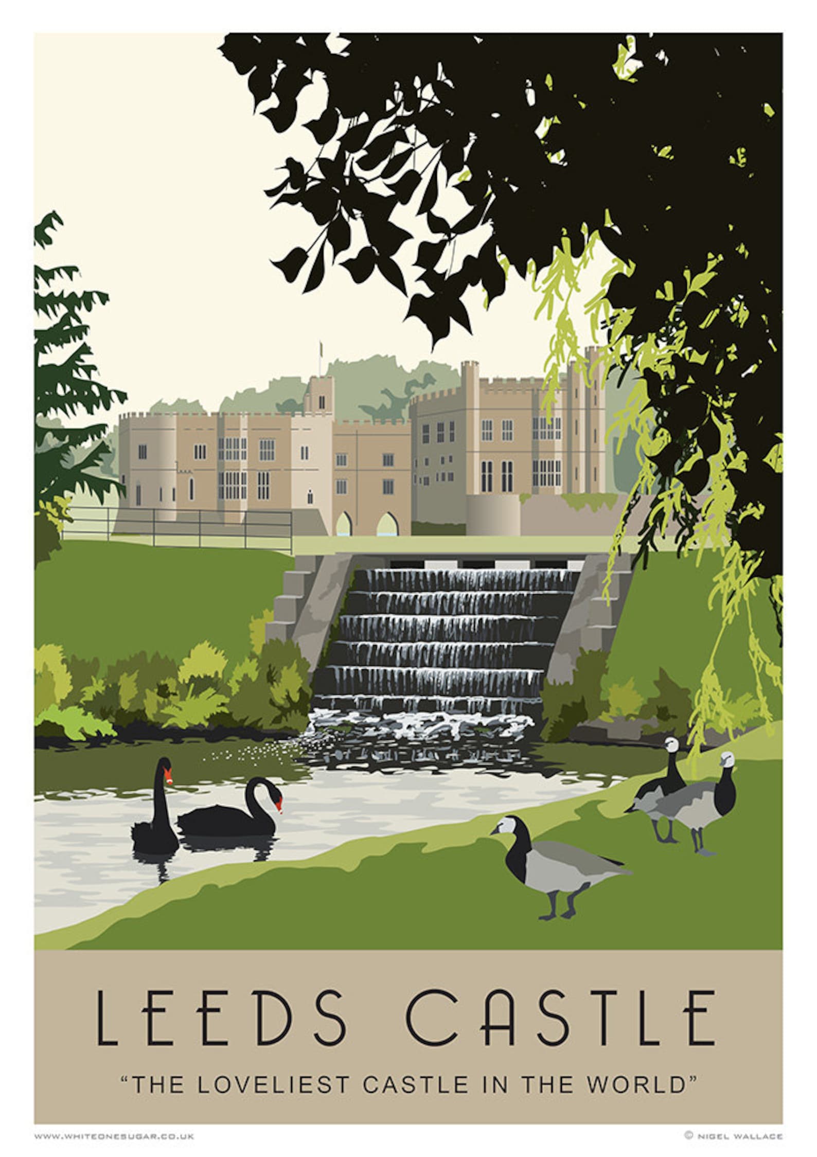 Leeds Castle. Travel Poster of Leeds Castle, Kent. the Loveliest Castle ...