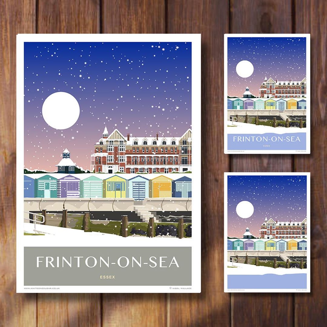 Frinton on Sea Snow Scene, Travel Poster Print, Frinton-on-sea Essex ...