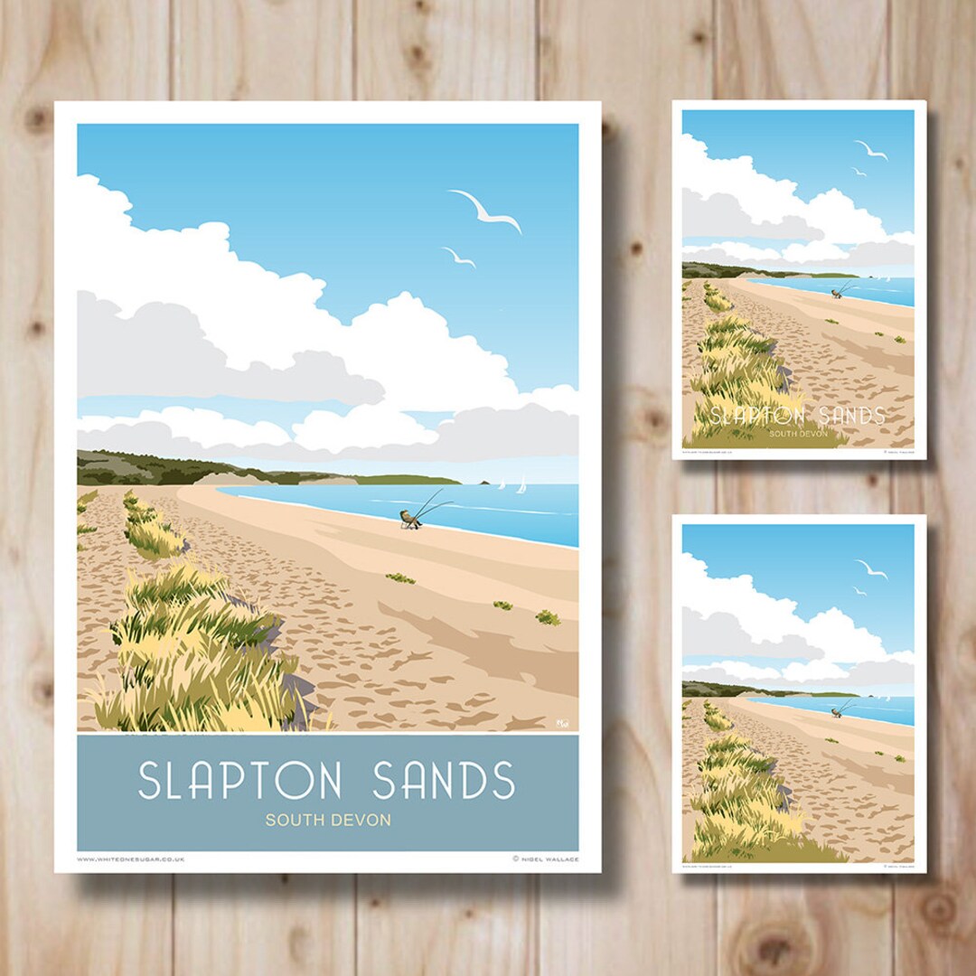 Print, Slapton Sands Near Dartmouth, South Devon. Travel Poster, South ...