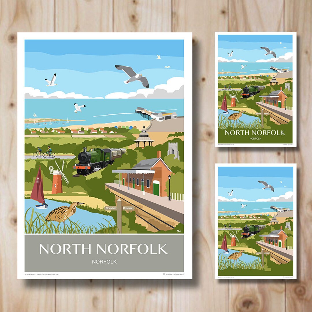 North Norfolk, Portrait, in Retro Art Deco Style Design, Travel ...