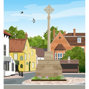 Holt Travel Poster, Print, North Norfolk. Retro Art Deco Style Design ...