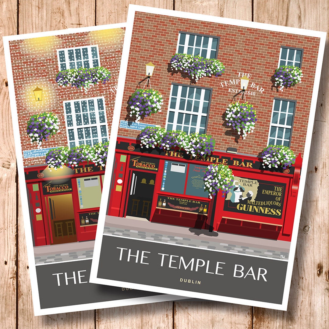 Temple Bar, Dublin, Ireland. Day & Night Version. A4, A3, A2, A1 in ...