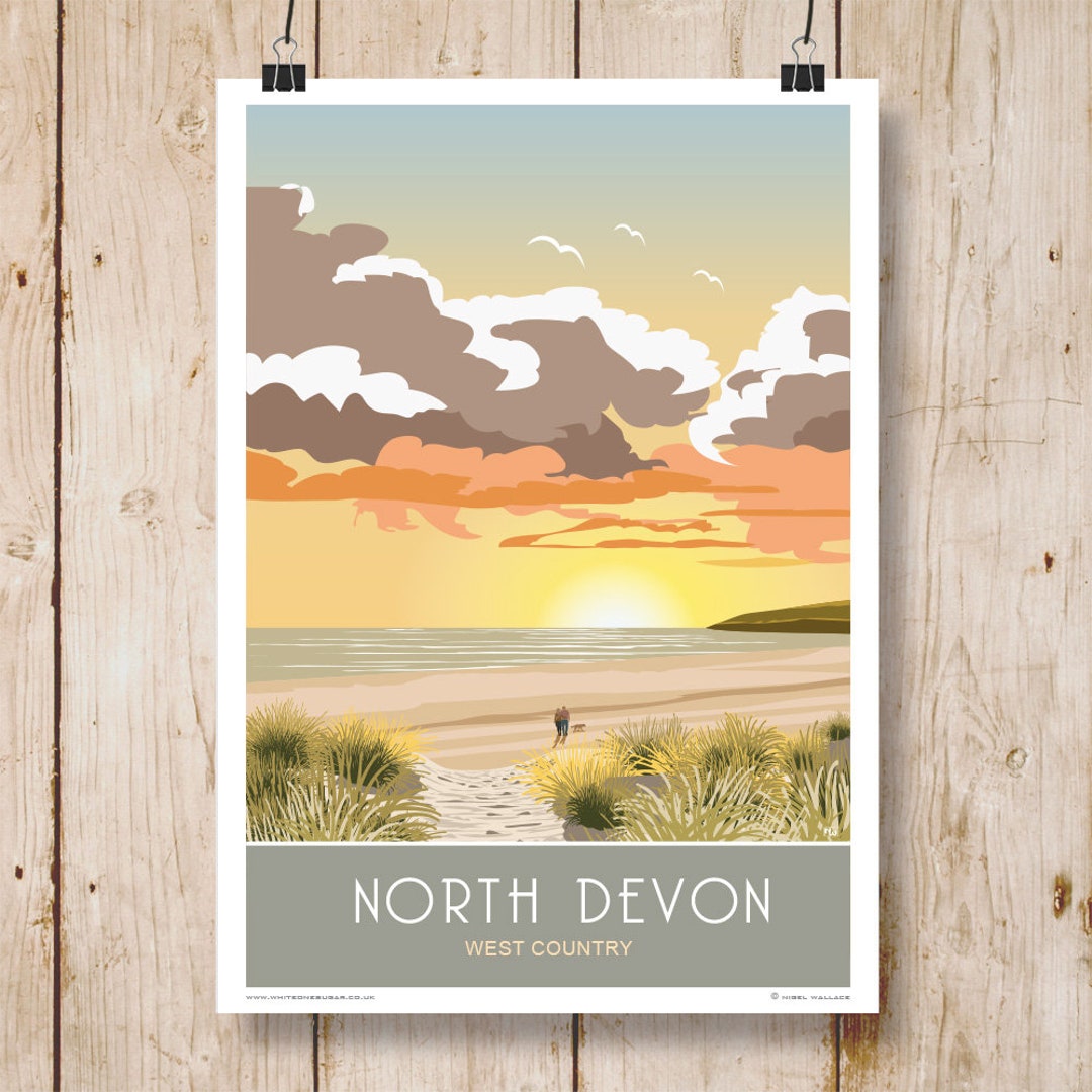 North Devon Sunset. Travel Poster A4, A3, A2, A1 - Etsy UK