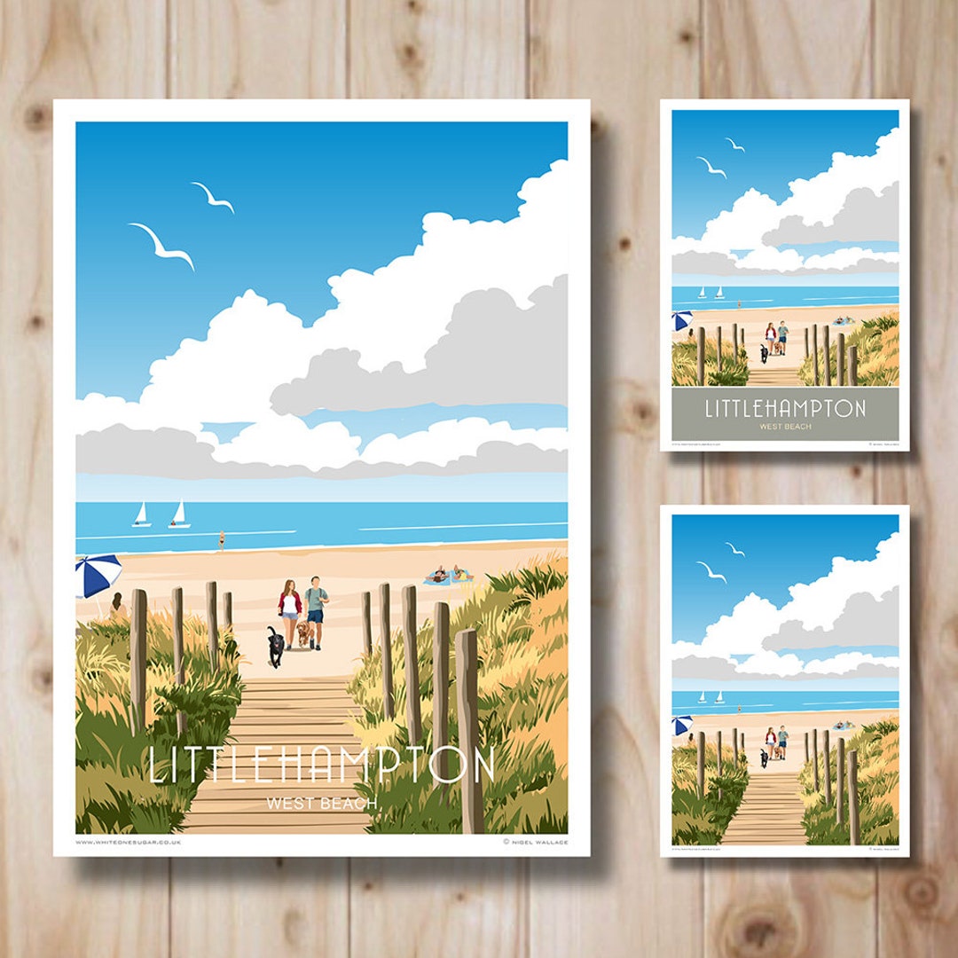Littlehampton West Beach, Print, Poster, Travel Poster, Print. Sussex ...