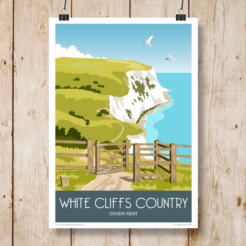 White Cliffs Country, Dover. A4, A3, A2, A1 in Retro, Art Deco Style ...