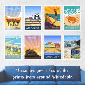 Whitstable Harbour Landscape, Whitstable, Kent. Art Print Travel Poster ...