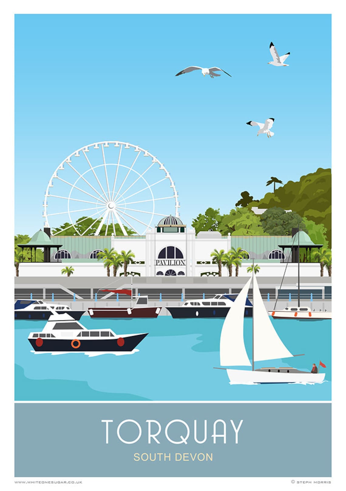 Torquay, South Devon. Travel Poster, Portrait and Landscape A4, A3, A2 ...