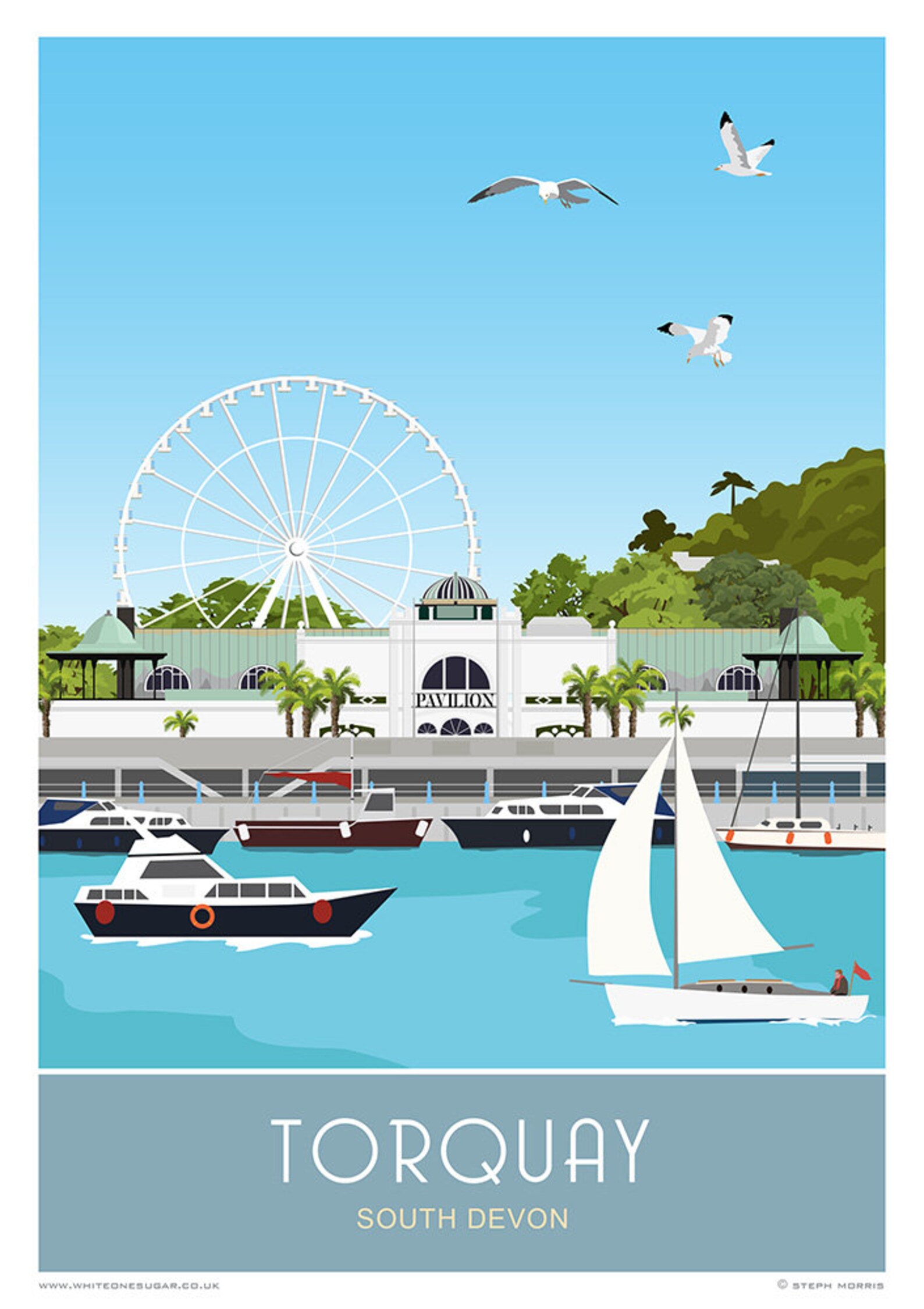 Torquay, South Devon. Travel Poster, Portrait and Landscape A4, A3, A2 ...