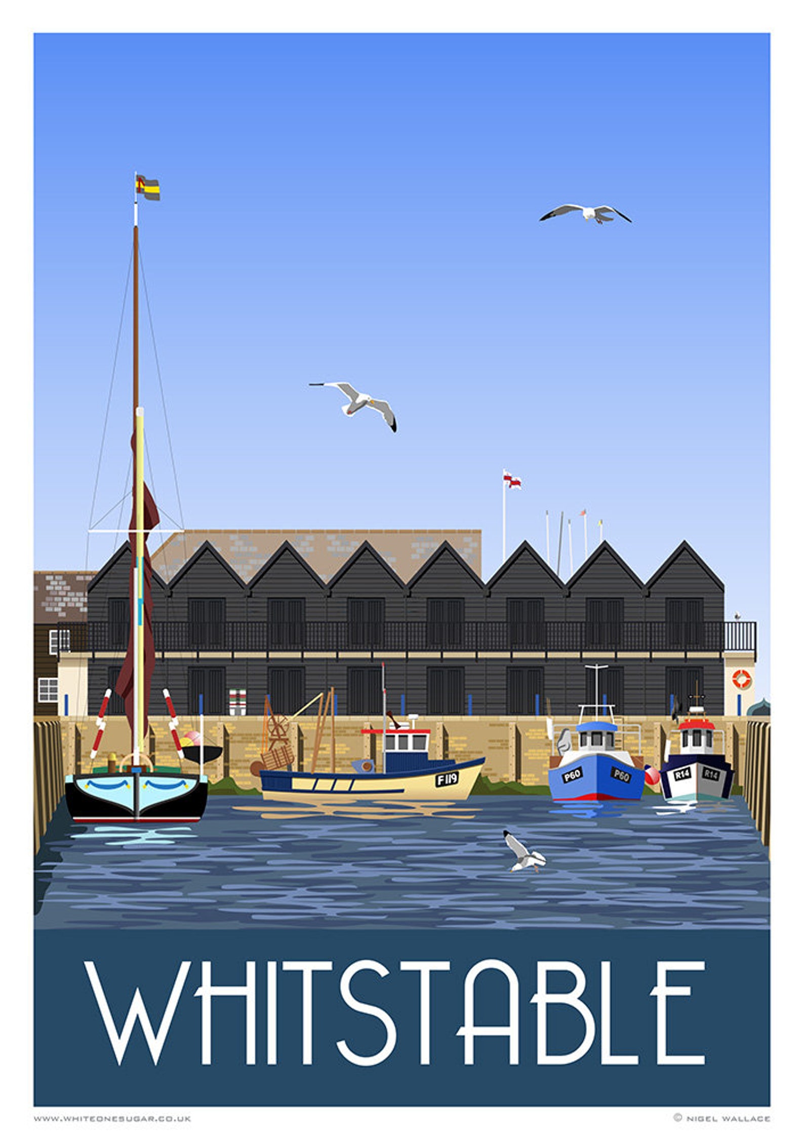 Travel Poster Whitstable Harbour Portrait Kent. Image Sizes - Etsy