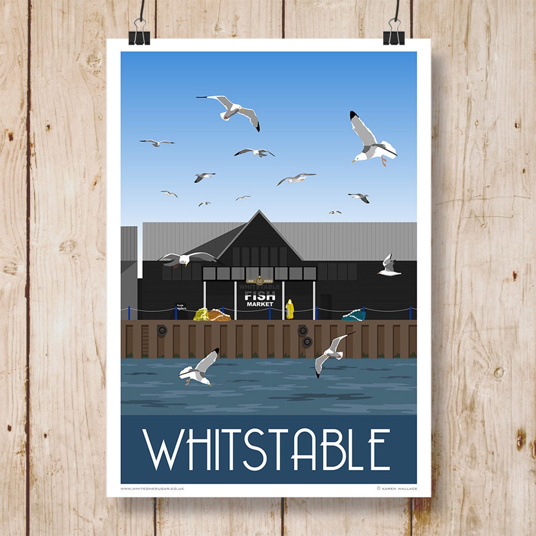 Whitstable Fish Market, Kent. A4, A3, A2, A1 in Retro, Art Deco Style ...