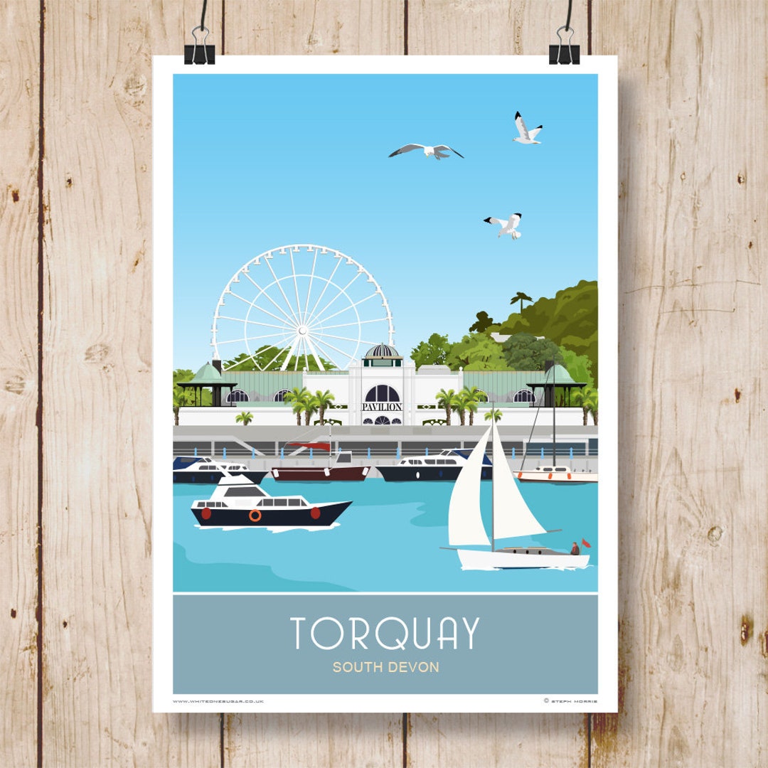 Torquay, South Devon. Travel Poster, Portrait and Landscape A4, A3, A2 ...