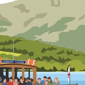 Coniston Water, Lake District, Cumbria, England. Travel Poster A4, A3 ...