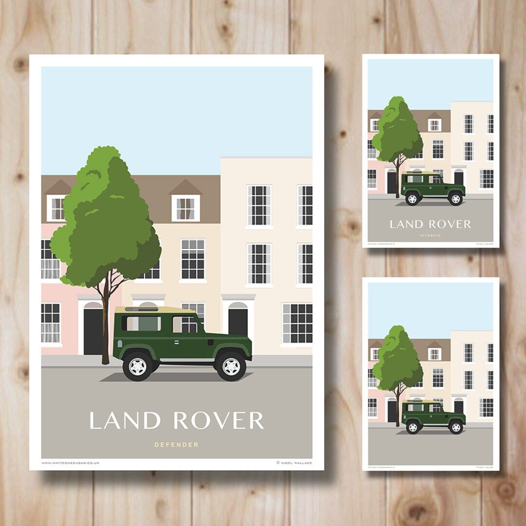 Defender Poster. Land Rover Defender, Green, Town, Print, Art, Travel ...