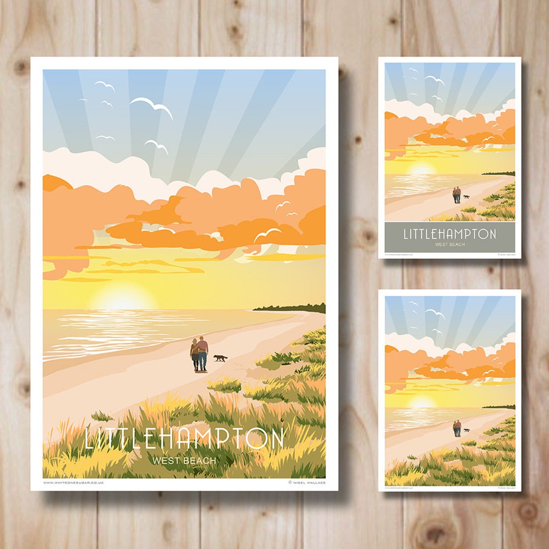 Littlehampton Beach Sunset Print, Poster, Travel Poster, Print. Sussex ...