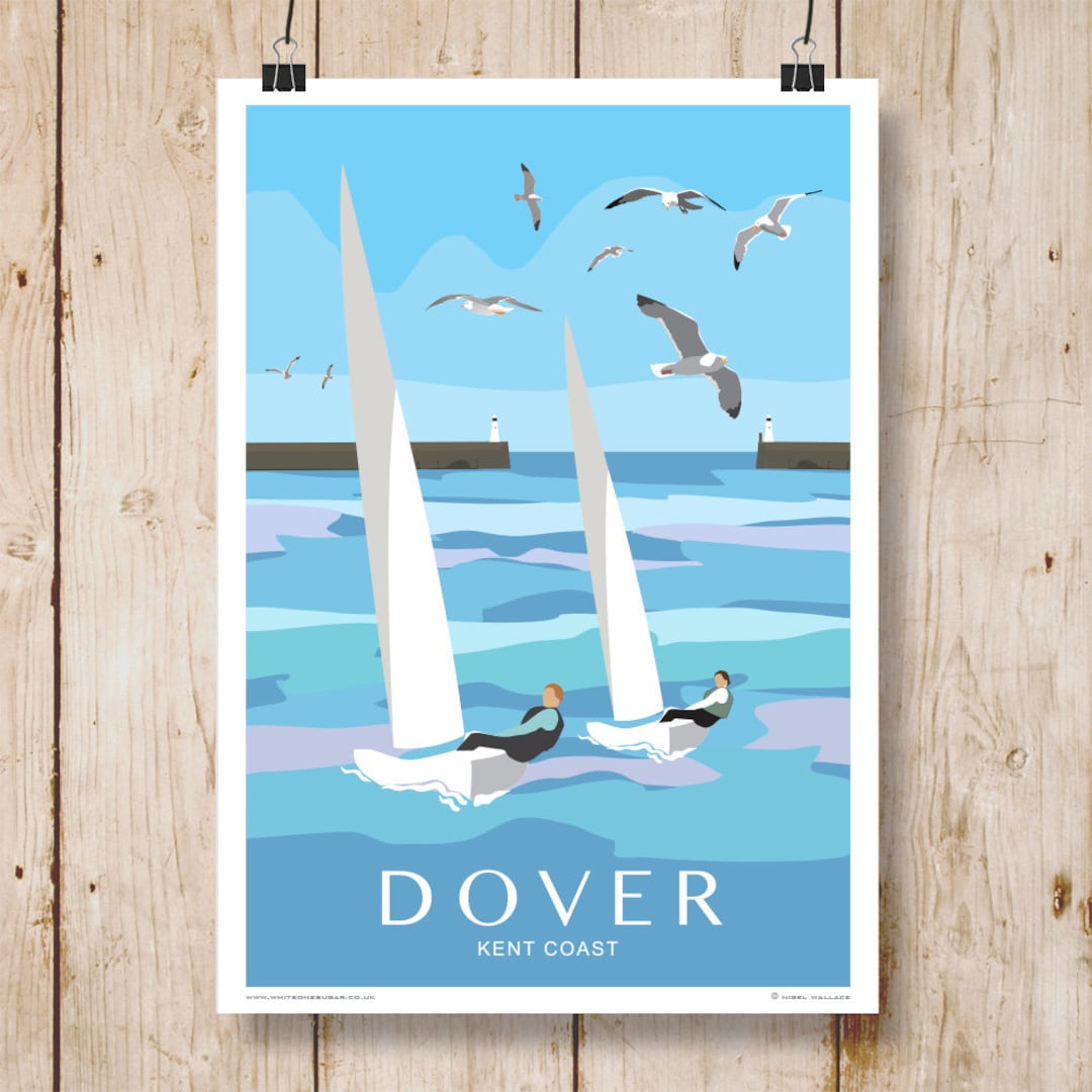Dover Sailing in the Harbour. Kent. A4, A3, A2, A1 in Retro, Art Deco ...